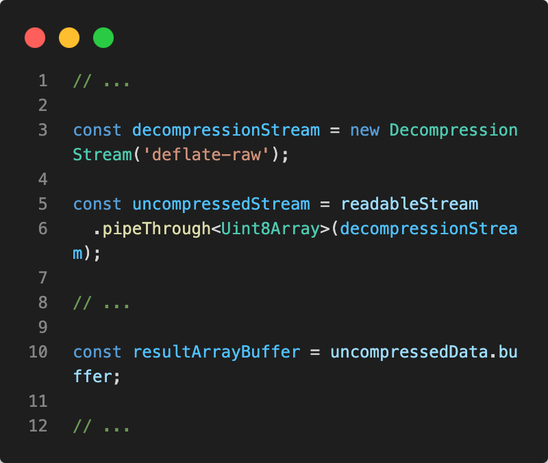 Using DecompressionStream with an ArrayBuffer